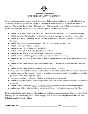 Fillable Online Parent Signature - American Heritage School Fax Email ...