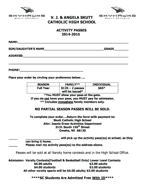 Fillable Online ACTIVITY PASSES Fax Email Print - pdfFiller