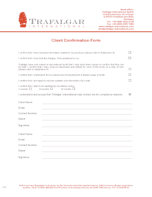 Fillable Online Client Confirmation bFormb Fax Email Print - pdfFiller