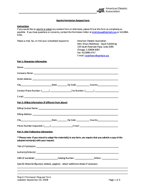 Fillable Online eatright Reprint Permission Request Form Fax Email Print - pdfFiller