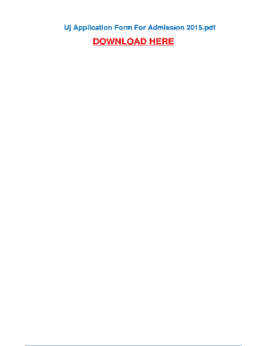 Fillable Online Uj Application Form For Admission 2015 ...
