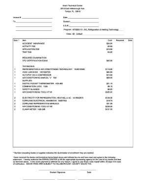 Fillable Online Erwin Technical Center Tampa FL 33610 Invoice Date Fax ...