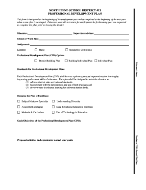Fillable Online nbend k12 or NORTH BEND SCHOOL DISTRICT 13 PROFESSIONAL ...