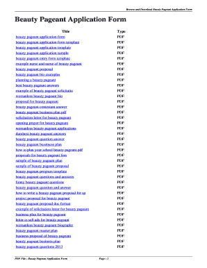 Fillable Online Beauty Pageant Application Form - artyclopediacom Fax ...