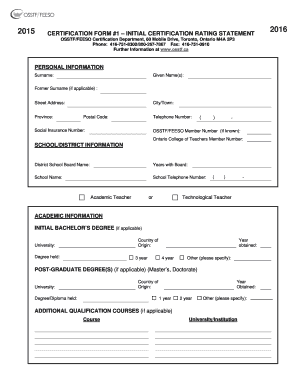 Fillable Online Certification Form 1 Initial Certification Rating Fax ...