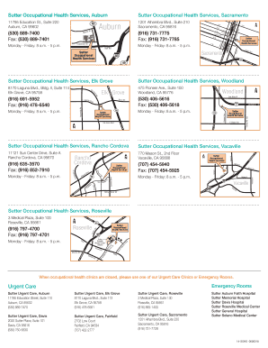 Fillable Online Sutter Occupational Health Services, Sacramento Fax ...