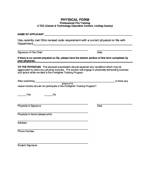 Fillable Online PHYSICAL FORM - C-TEC District Fax Email Print - pdfFiller