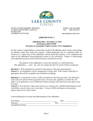 Fillable Online lakecountyfl ADDENDUM NO 1 - Lake County Florida ...