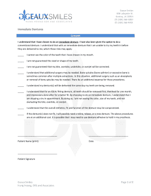 Fillable Online Immediate Denture Consentdocx Fax Email Print - pdfFiller