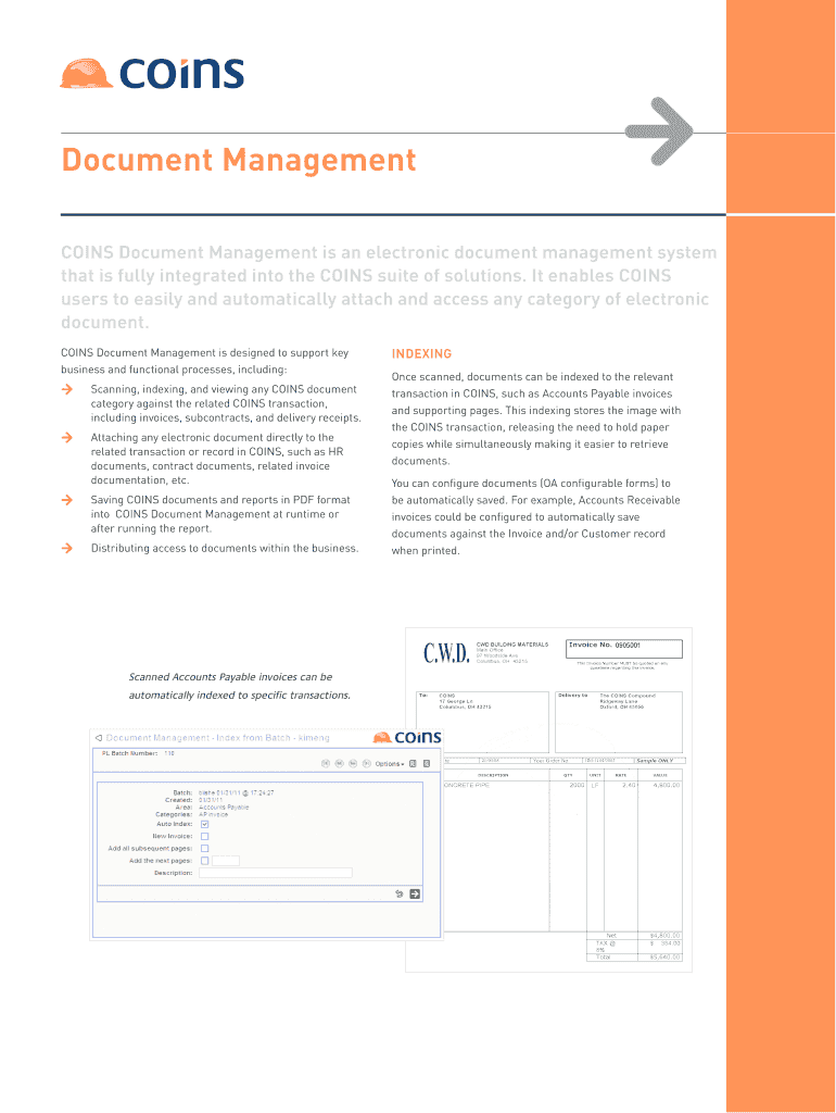 Fillable Online COINS Document Management is an electronic document ...