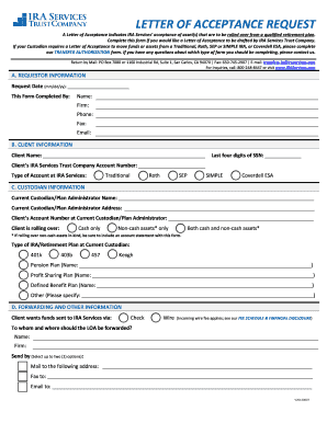 Fillable Online LETTER OF ACCEPTANCE REQUEST Fax Email Print - pdfFiller