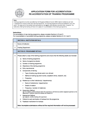 Fillable Online APPLICATION FORM FOR ACCREDITATION RE-ACCREDITATION OF Fax Email Print - pdfFiller