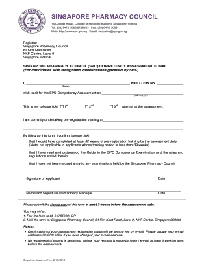 Fillable Online SPC Competency Assessment Form 29 Oct 2012 Fax Email ...