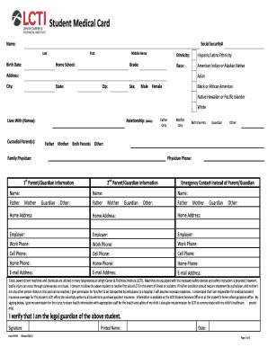 Student Medical Card - Lctiorg - Fill and Sign Printable Template Online