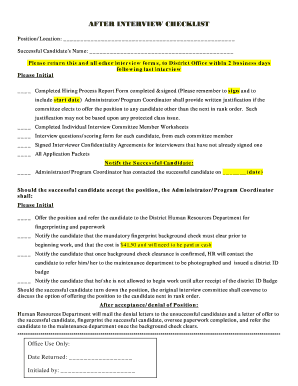 Fillable Online After Interview Checklist Fax Email Print - pdfFiller