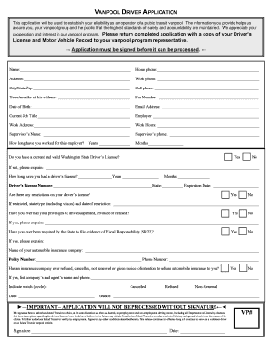 Fillable Online islandtransit Vanpool Driver Application - Island ...