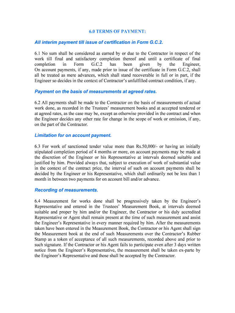 Fillable Online haldiadock gov All interim payment till issue of certification in Form GC2 ...
