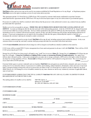 Fillable Online aspch MAILBOX SERVICE AGREEMENT - aspchorg Fax Email ...