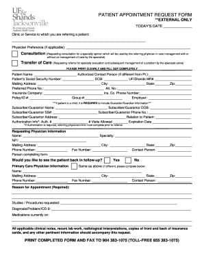 Fillable Online Patient Appointment Request Form-Fax Fax Email Print ...