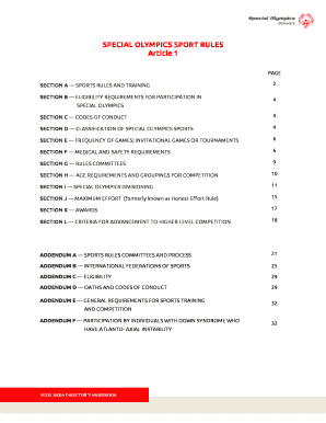 Fillable Online sode SPECIAL OLYMPICS SPORT RULES Article 1 - sode Fax ...