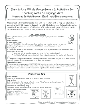 Fillable Online Easy to Use Whole Group Games & Activities for Fax ...