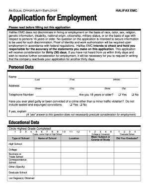 Fillable Online HALIFAX EMC Fax Email Print - pdfFiller