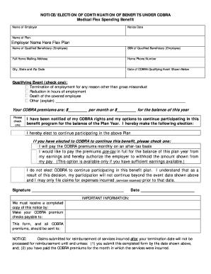 Fillable Online Med-FSA bCOBRA Electionb Form Fax Email Print - pdfFiller