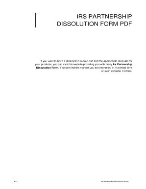 Fillable Online irportlet Irs Partnership Dissolution Form ...