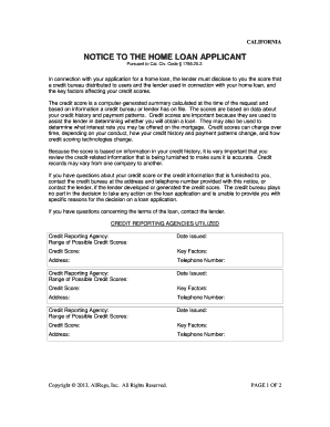 Fillable Online NOTICE TO THE HOME LOAN APPLICANT - LDWholesale Fax ...