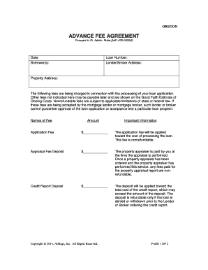 Fillable Online OR-ENG-ADVANCE FEE AGREEMENT Fax Email Print - pdfFiller