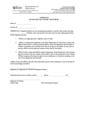 Fillable Online AFFIDAVIT OF NO CONTACT WITH THE PUBLIC 1 2 Fax Email ...