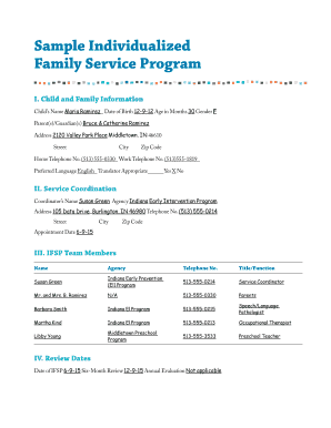 Fillable Online Sample Individualized Family Service Program Fax Email ...