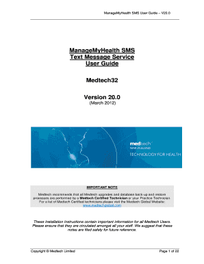 Fillable Online ManageMyHealth SMS User Guide V20 Fax Email Print ...