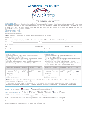 Fillable Online APPLICATION TO EXHIBIT - International Association for ...