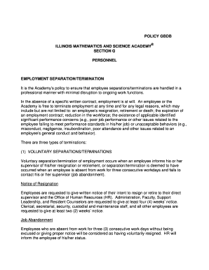 Fillable Online Termination/Separation of Employment Policy ...