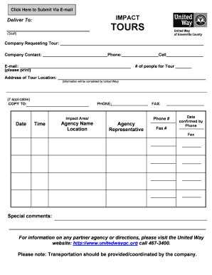 Fillable Online unitedwaygc 2010 Impact Tour Request Form-- no link 4 ...