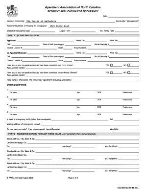 Fillable Online RESIDENT APPLICATION FOR OCCUPANCY Fax Email Print ...