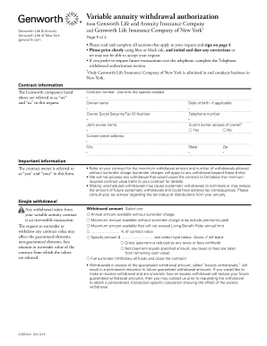 Fillable Online Variable annuity withdrawal authorization - Genworth ...