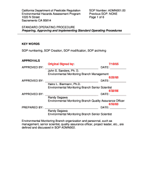 Fillable Online cdpr ca Standard Operating Procedure How to write DPR ...