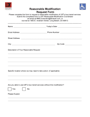 Fillable Online Reasonable Modification Request Form - Long Beach ...