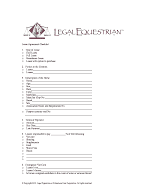 Fillable Online Lease Agreement Checklist Fax Email Print - pdfFiller