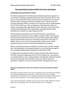 Fillable Online plan bpshistory DBA Assessment Overview and Sample ...