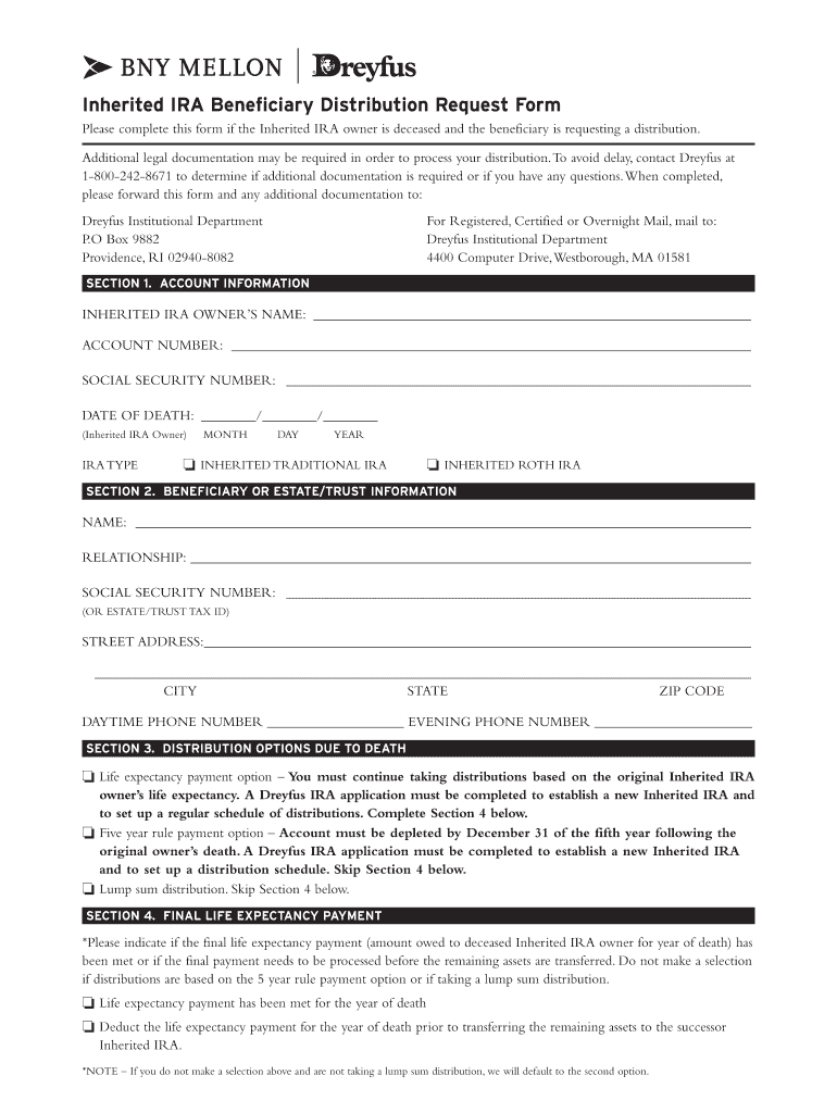 Fillable Online Inherited bIRAb Beneficiary Distribution Request Form ...