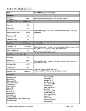 Fillable Online IRA State Withholding Chart 19540913doc Fax Email Print ...