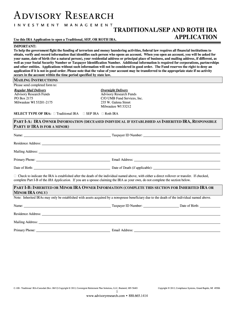 Fillable Online TRADITIONAL/SEP AND ROTH IRA Fax Email Print - pdfFiller