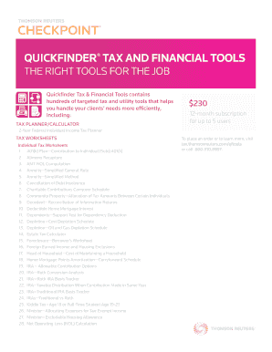 Fillable Online QUICKFINDER TAX AND FINANCIAL TOOLS Fax Email Print ...
