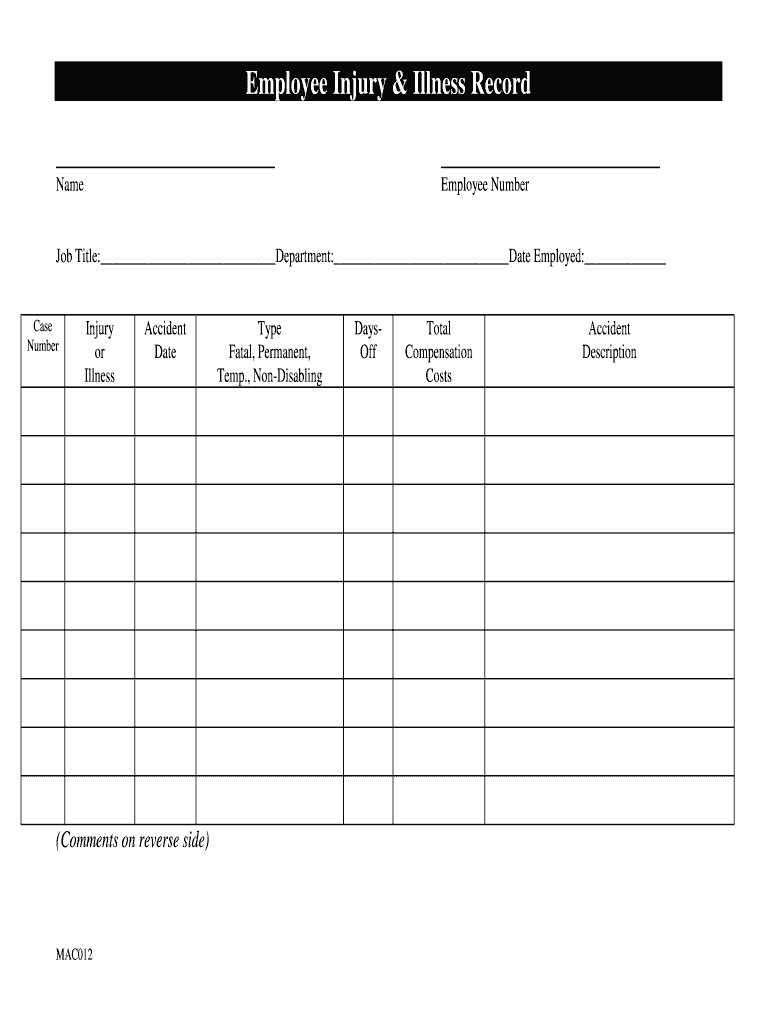 Fillable Online Employee Injury & Fax Email Print - pdfFiller