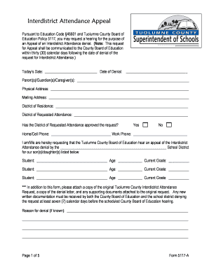 Fillable Online tcsos Interdistrict Attendance Appeal - tcsosus Fax Email Print - pdfFiller