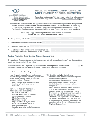 Fillable Online cos-sco APPLICATION FORM FOR ACCREDITATION OF A CPD ...