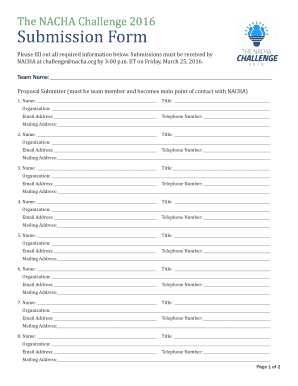 Fillable Online The NACHA Challenge 2016 Submission Form Fax Email ...